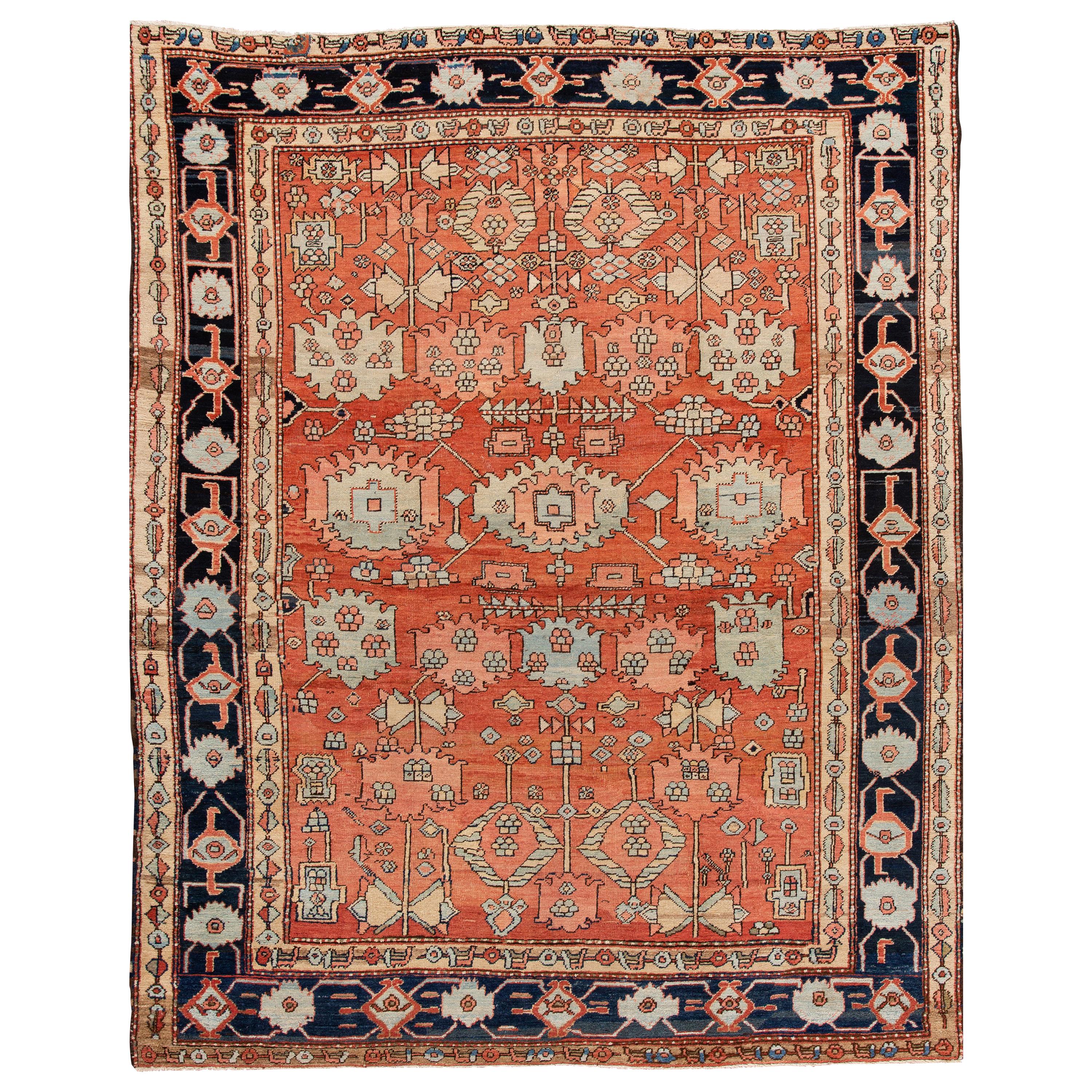 Late 19th Century Antique Serapi Wool Rug For Sale at 1stDibs