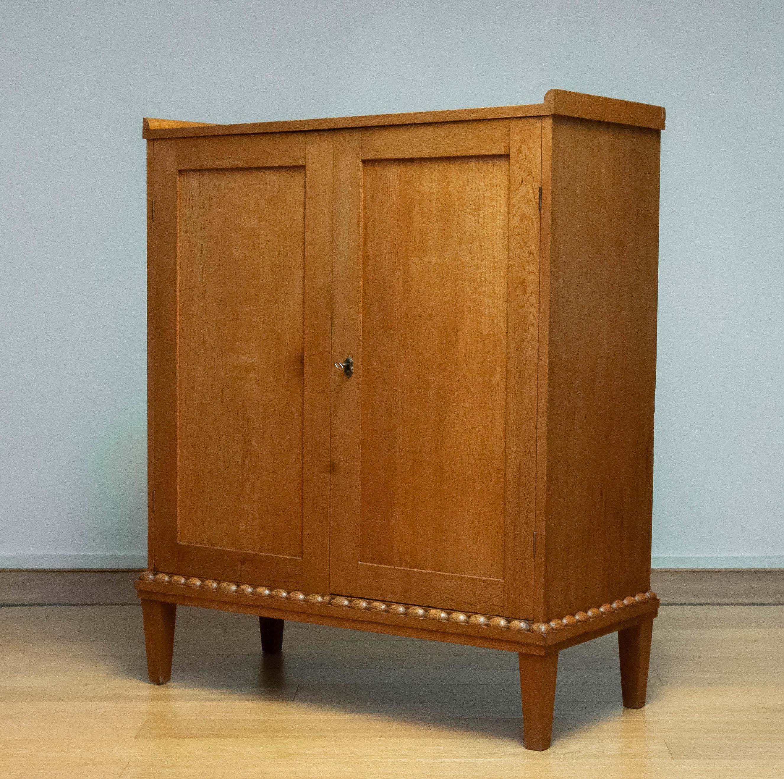 Late 19th Century Antique Swedish Cabinet In Solid Oak With Internal ...