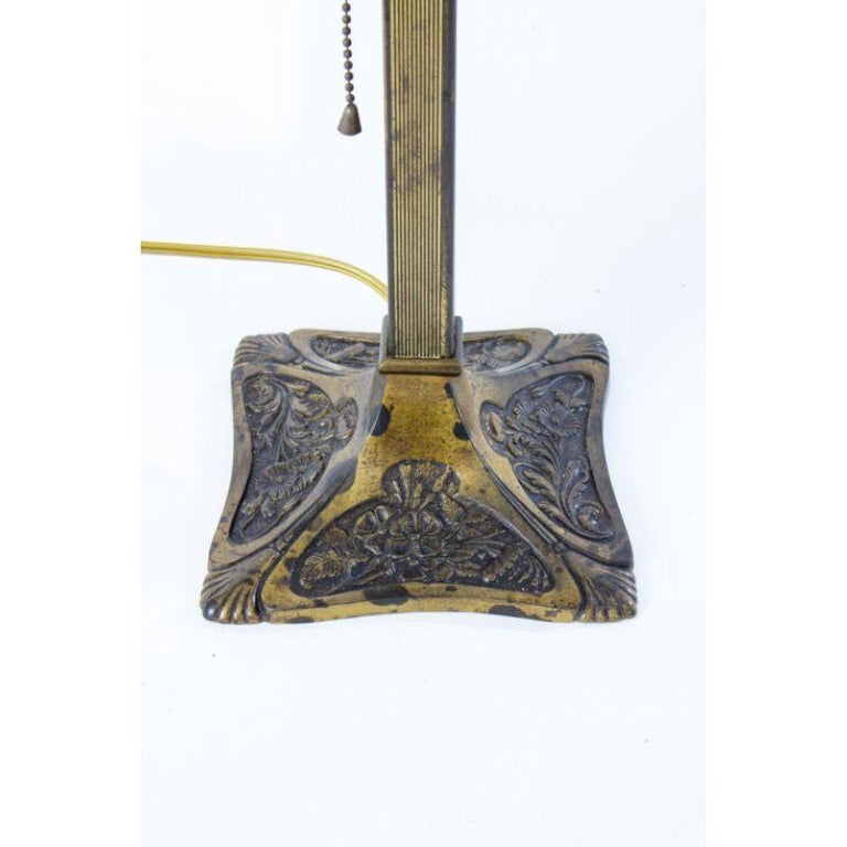 Late 19th Century Art Nouveau Aged Gilt Gas Table Lamp with Glass Shade ...