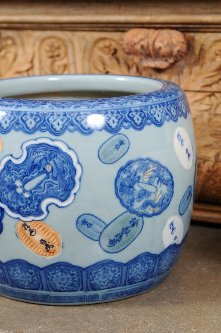 Late 19th Century Asian Porcelain Cachepot with Floating Cartouches ...