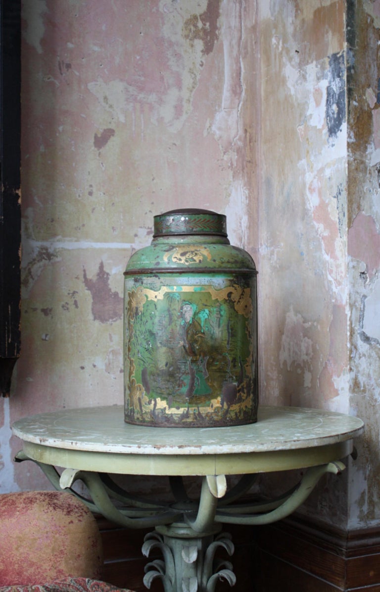Late 19th Century Bartlett and Son Japanned Green Tole Tea Canister For ...