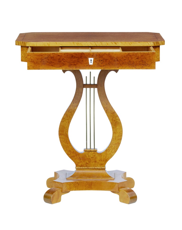 Late 19th Century Birch Lyre Form Side Table at 1stDibs