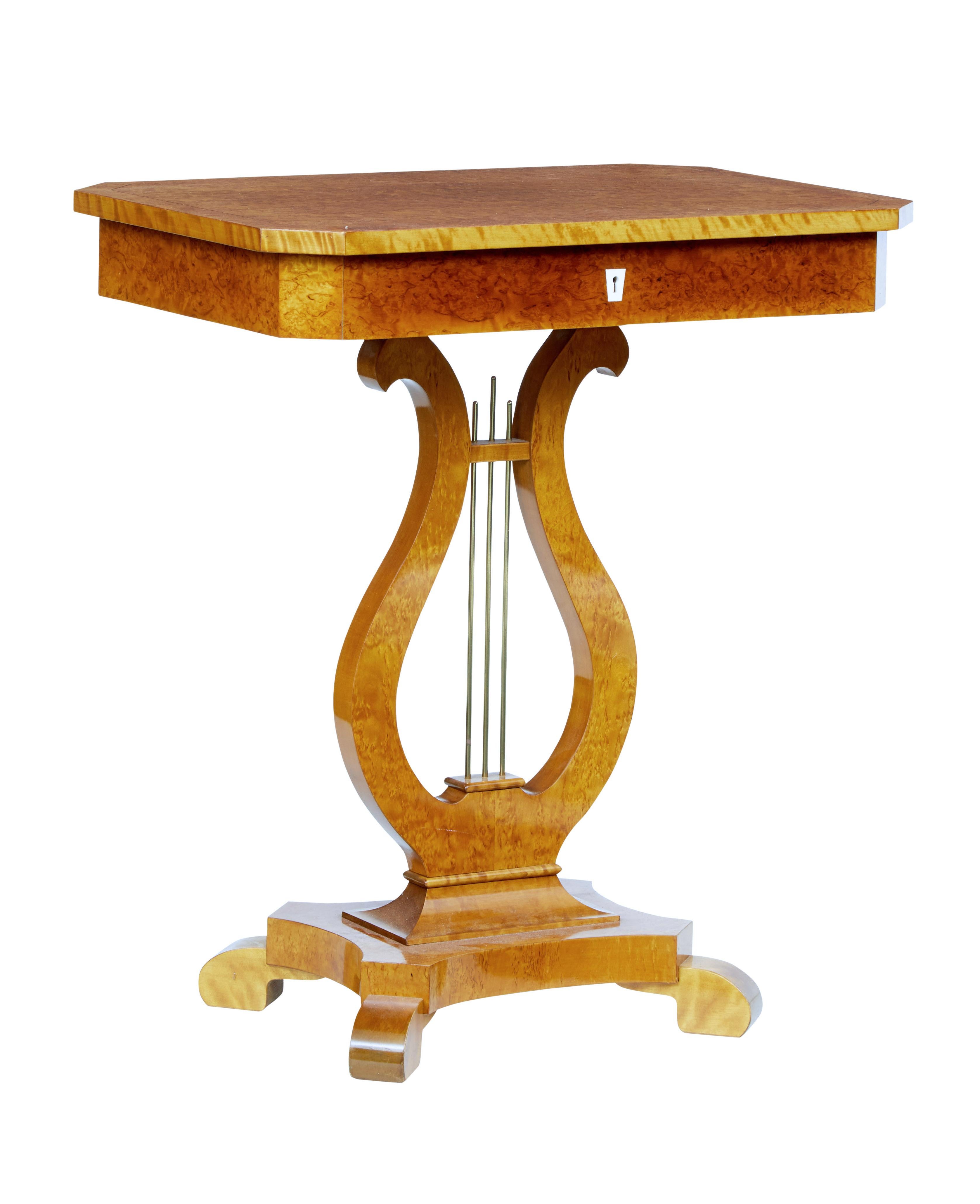 Late 19th Century Birch Lyre Form Side Table at 1stDibs