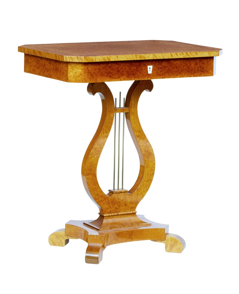 Late 19th Century Birch Lyre Form Side Table at 1stDibs