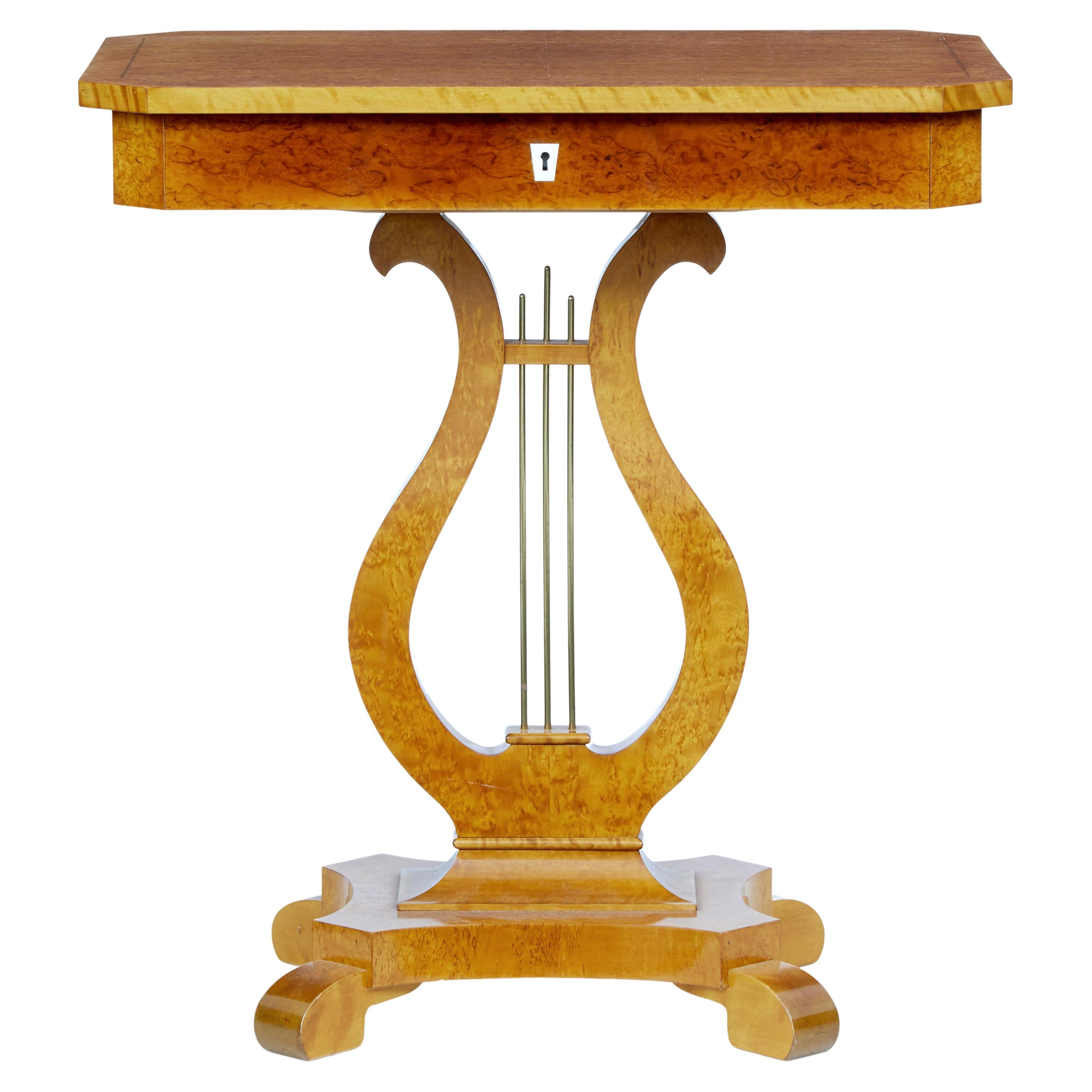 Late 19th Century Birch Lyre Form Side Table at 1stDibs
