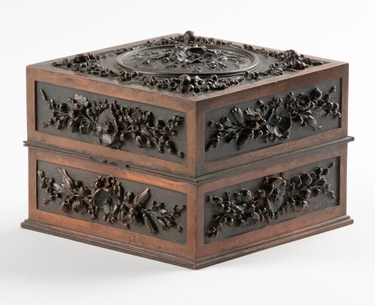 Late 19th Century Black Forest Bronze Decorative Box by Leopold Oudry ...