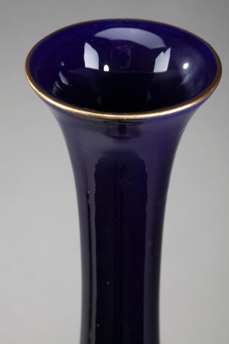 Late 19th Century Bleu de Tours Porcelain Vases by Gustave Asch at 1stDibs
