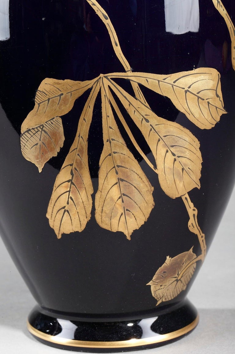Late 19th Century Bleu de Tours Porcelain Vases by Gustave Asch at 1stDibs