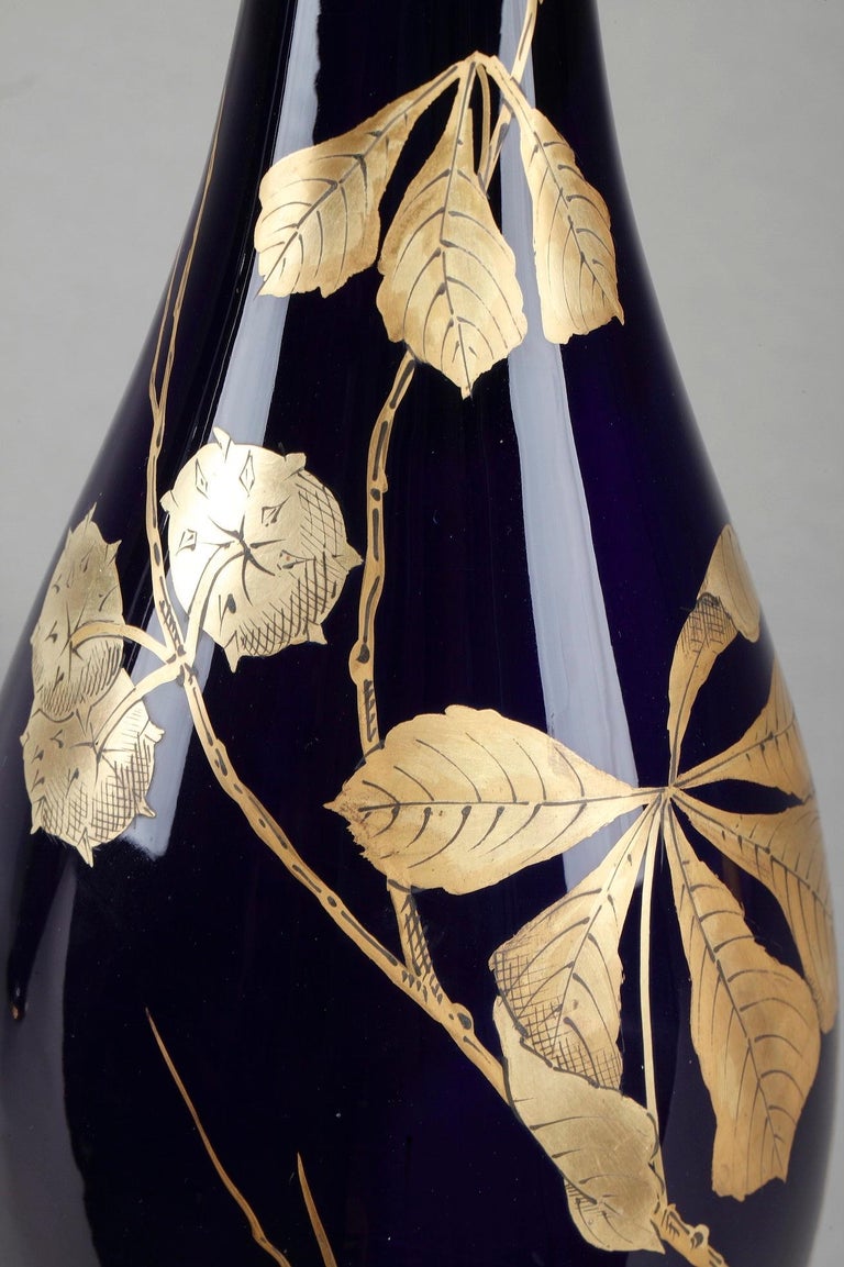 Late 19th Century Bleu de Tours Porcelain Vases by Gustave Asch at 1stDibs