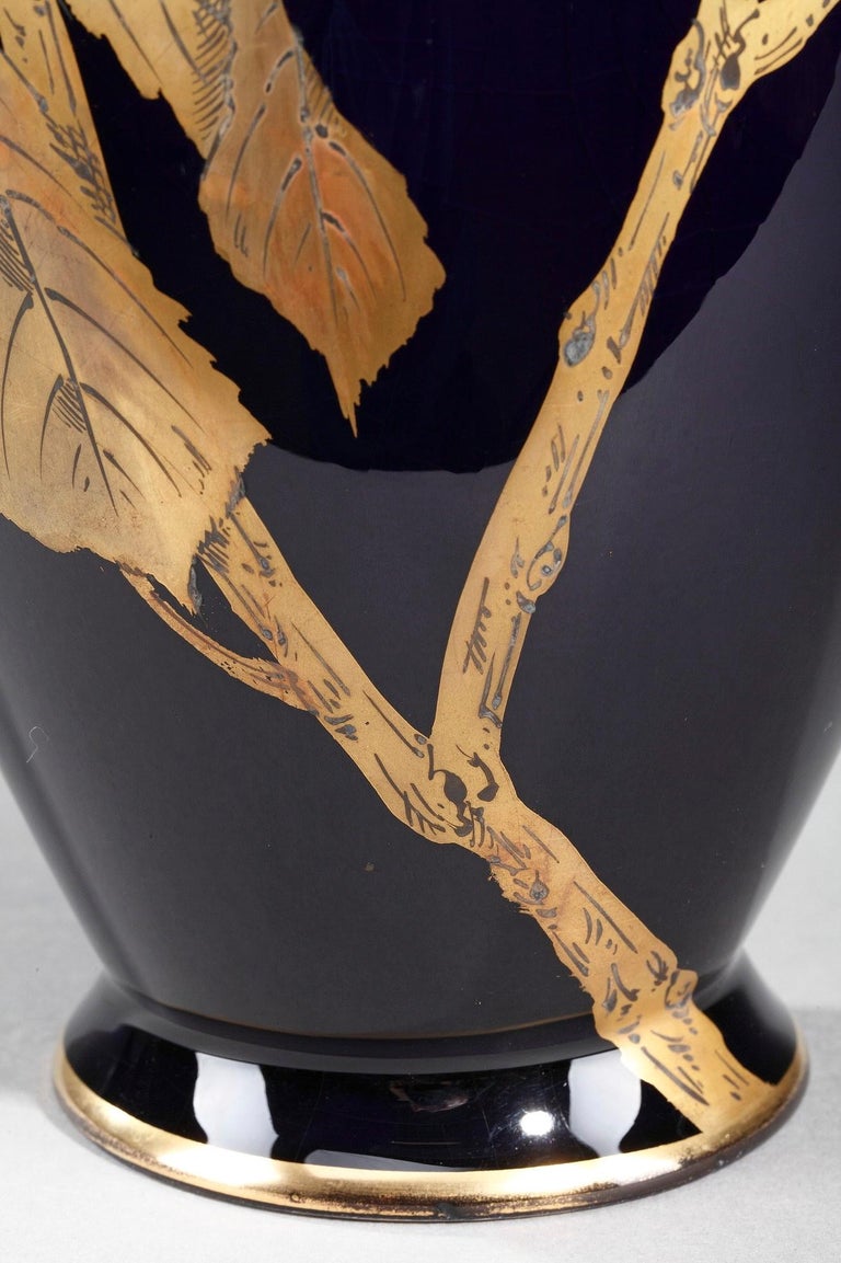 Late 19th Century Bleu de Tours Porcelain Vases by Gustave Asch at 1stDibs