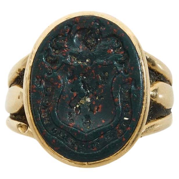 Late 19th Century Bloodstone Signet Ring For Sale at 1stDibs