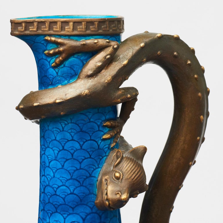 Late 19th Century Blue Royal Worcester Pitcher with Dragon Handle at ...