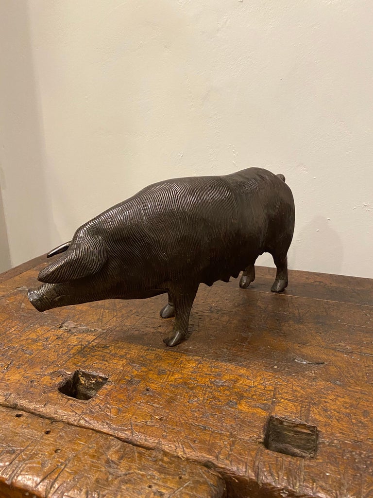 Late 19th Century Bronze Pig For Sale at 1stDibs