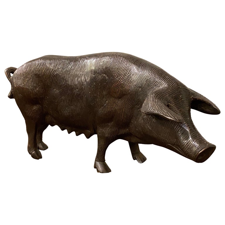 Late 19th Century Bronze Pig For Sale at 1stDibs