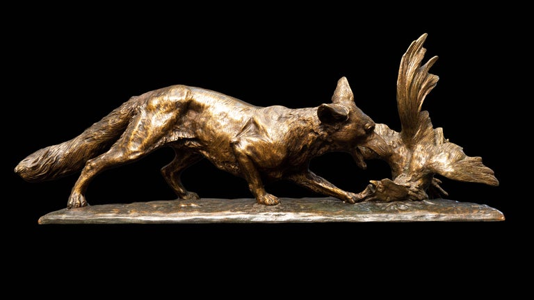 Late 19th Century Bronze Sculpture of a Fox and Chicken by Edward ...