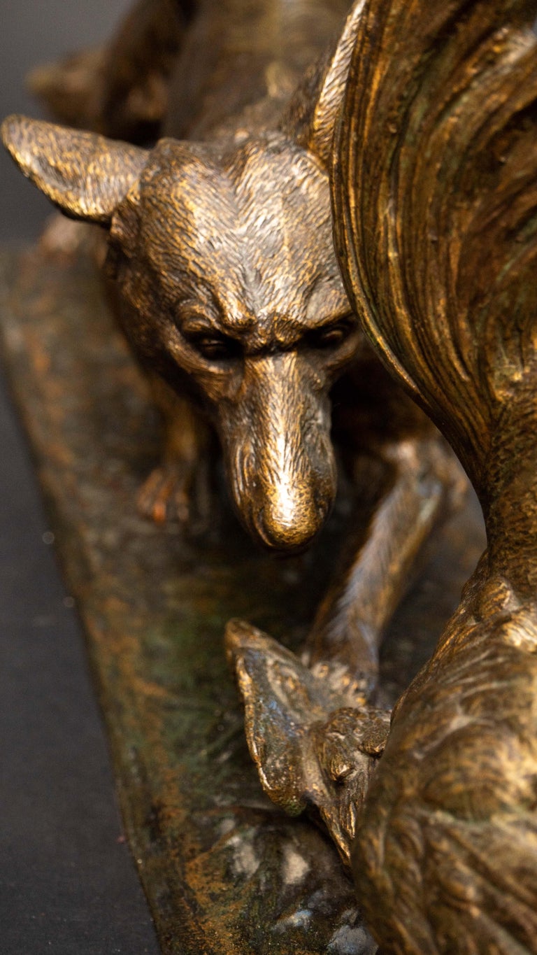 Late 19th Century Bronze Sculpture of a Fox and Chicken by Edward ...