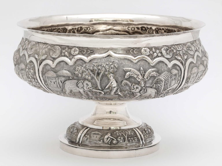 Late 19th Century Burmese/Myanmar Silver Pedestal-Based Bowl at 1stDibs