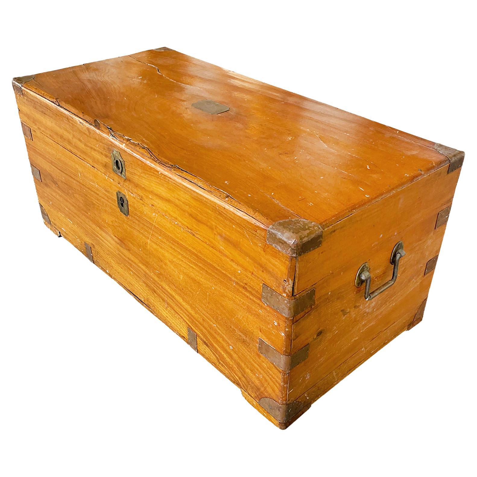 Late 19th Century China Trade Sea Captain's Chest For Sale at 1stDibs