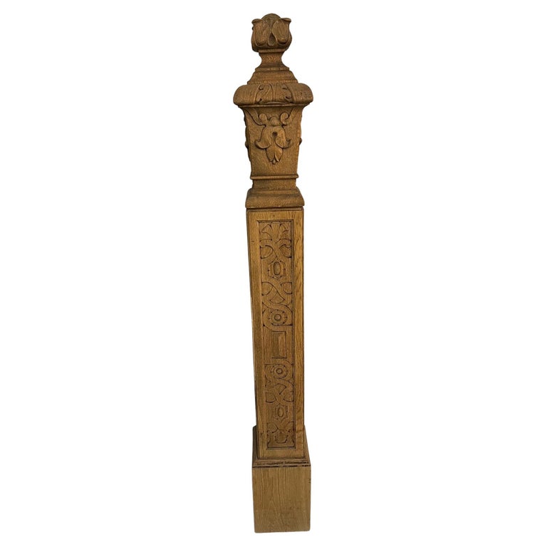 Late 19th Century Carved Oak Newel Post at 1stDibs