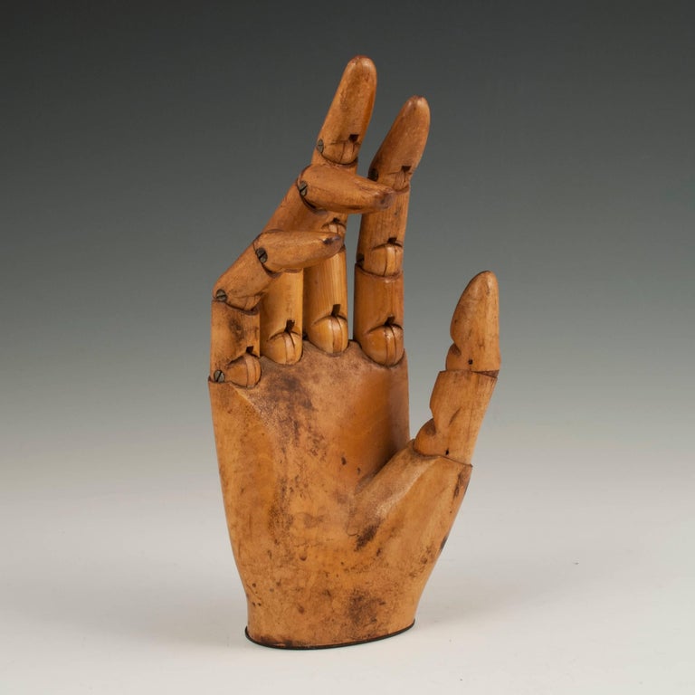 Late 19th Century Carved Wood Articulated Mannequin Hand at 1stDibs