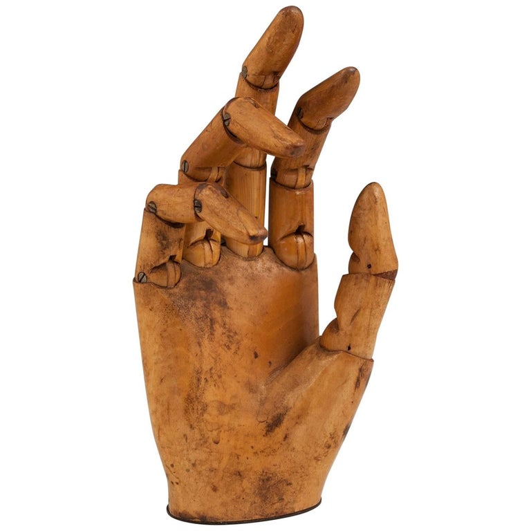 Late 19th Century Carved Wood Articulated Mannequin Hand at 1stDibs