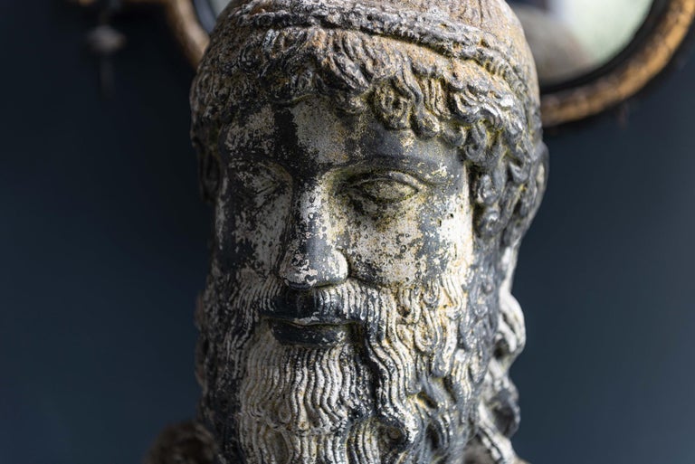Late 19th Century Cast Stone Bust of Zeus/Poseidon at 1stDibs