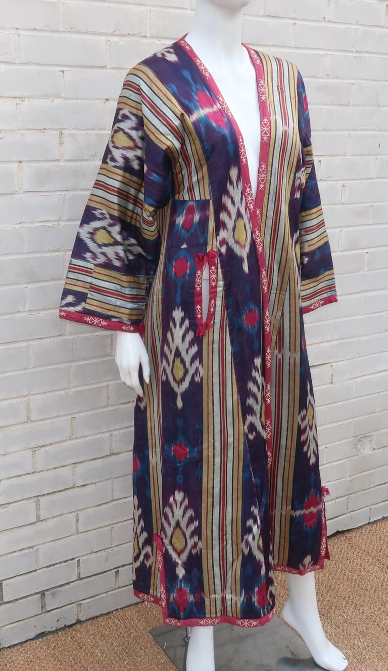 Late 19th Century Central Asian Silk Ikat Chapan Robe Coat For Sale at ...