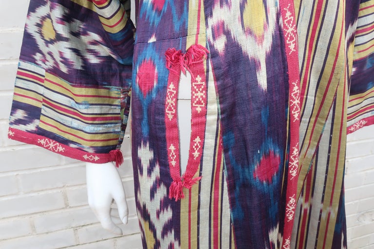 Late 19th Century Central Asian Silk Ikat Chapan Robe Coat For Sale at ...