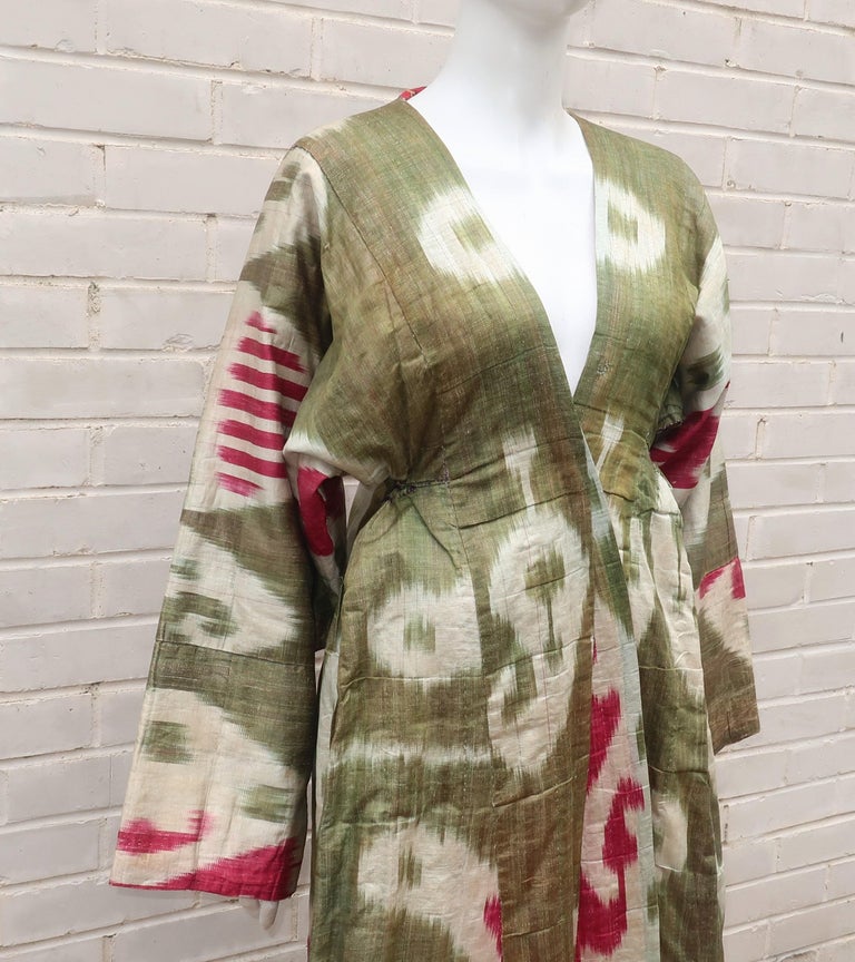 Late 19th Century Central Asian Silk Ikat Chapan Robe Coat at 1stDibs