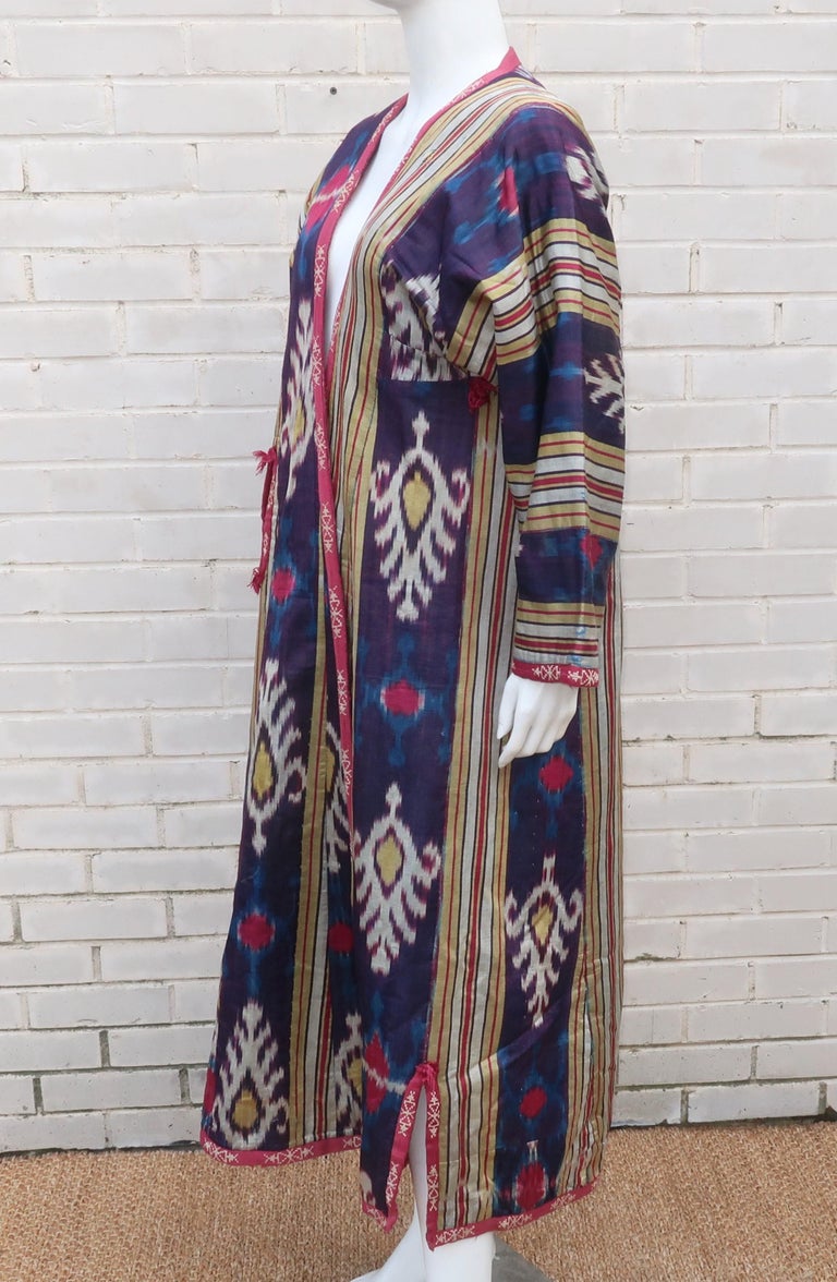 Late 19th Century Central Asian Silk Ikat Chapan Robe Coat For Sale at ...