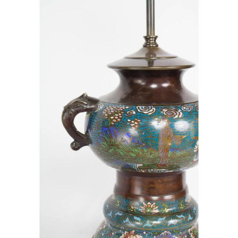 Late 19th Century Champleve Table Lamp For Sale at 1stDibs