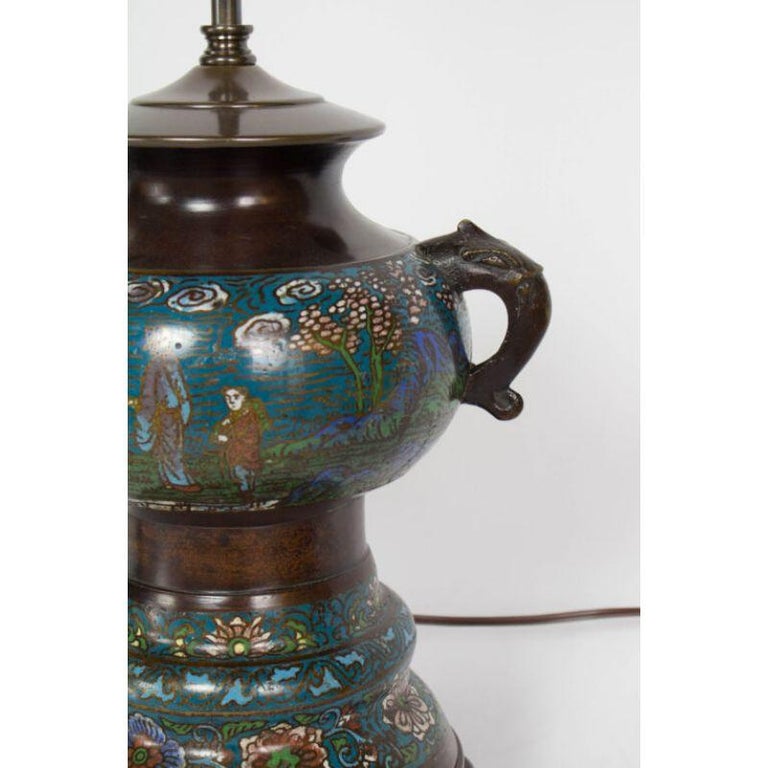 Late 19th Century Champleve Table Lamp For Sale at 1stDibs