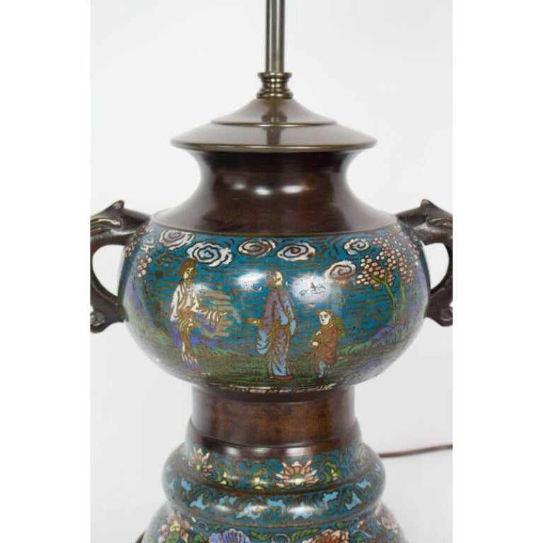 Late 19th Century Champleve Table Lamp For Sale at 1stDibs