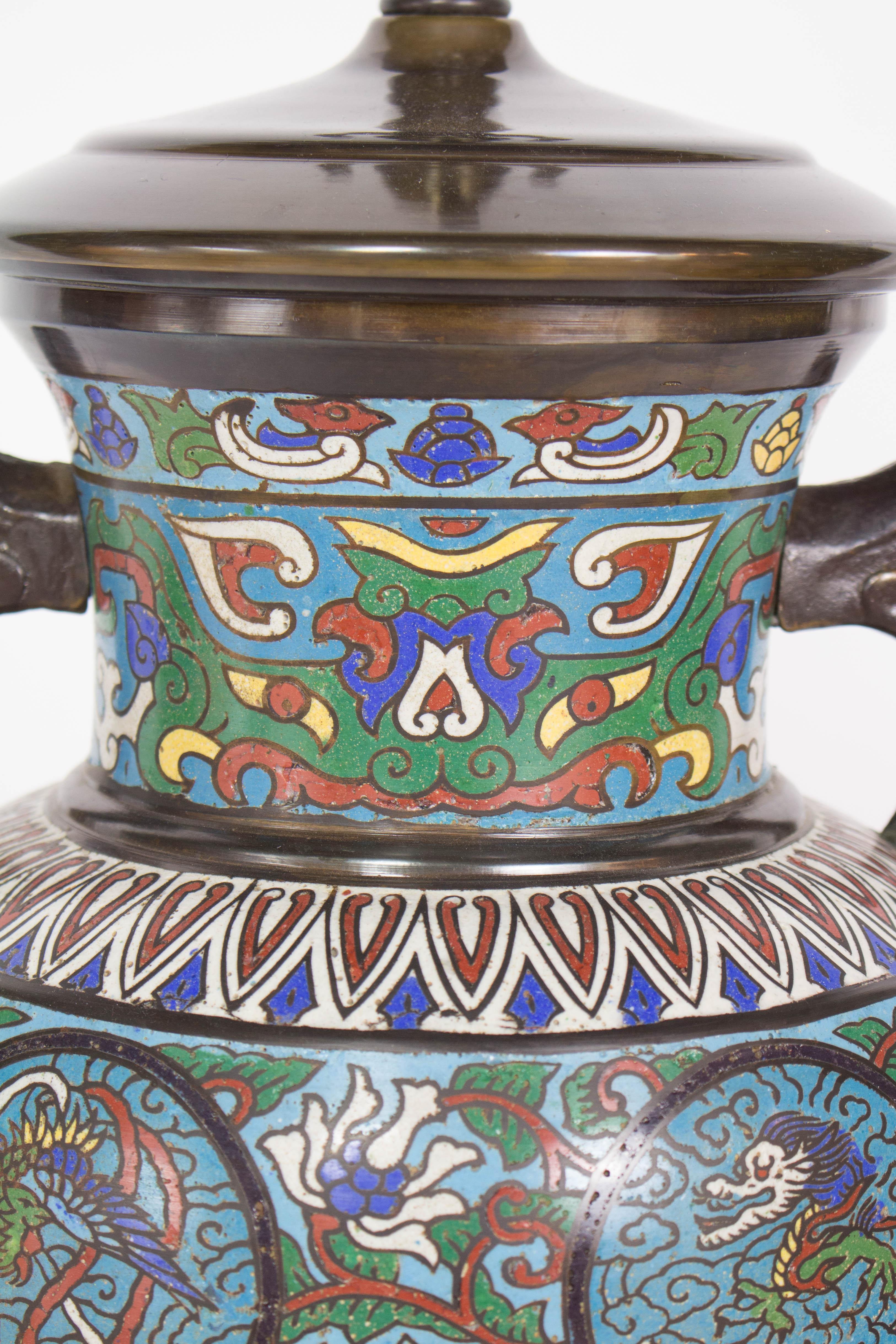 Late 19th Century Champleve Table Lamp For Sale at 1stDibs