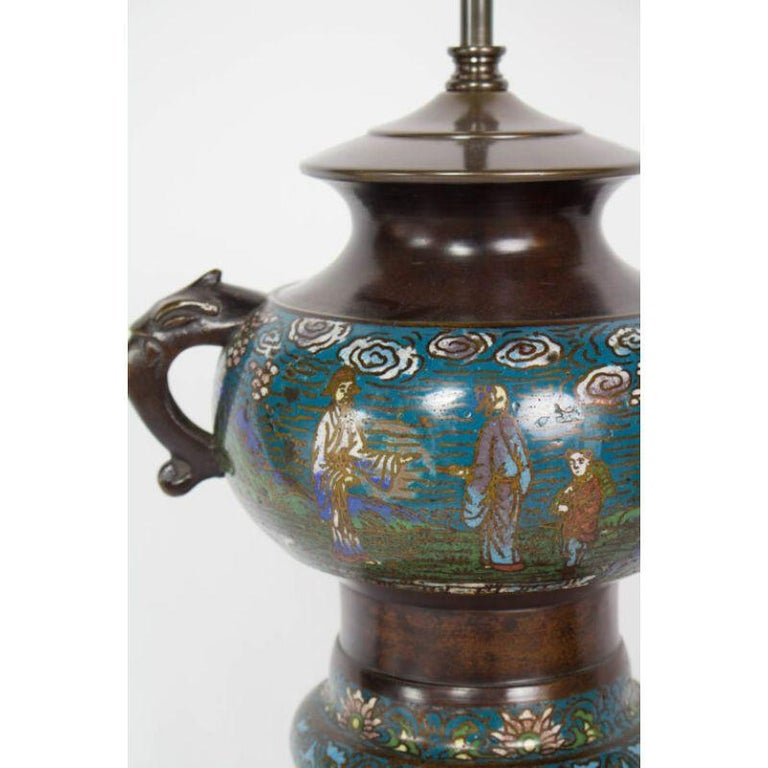 Late 19th Century Champleve Table Lamp For Sale at 1stDibs