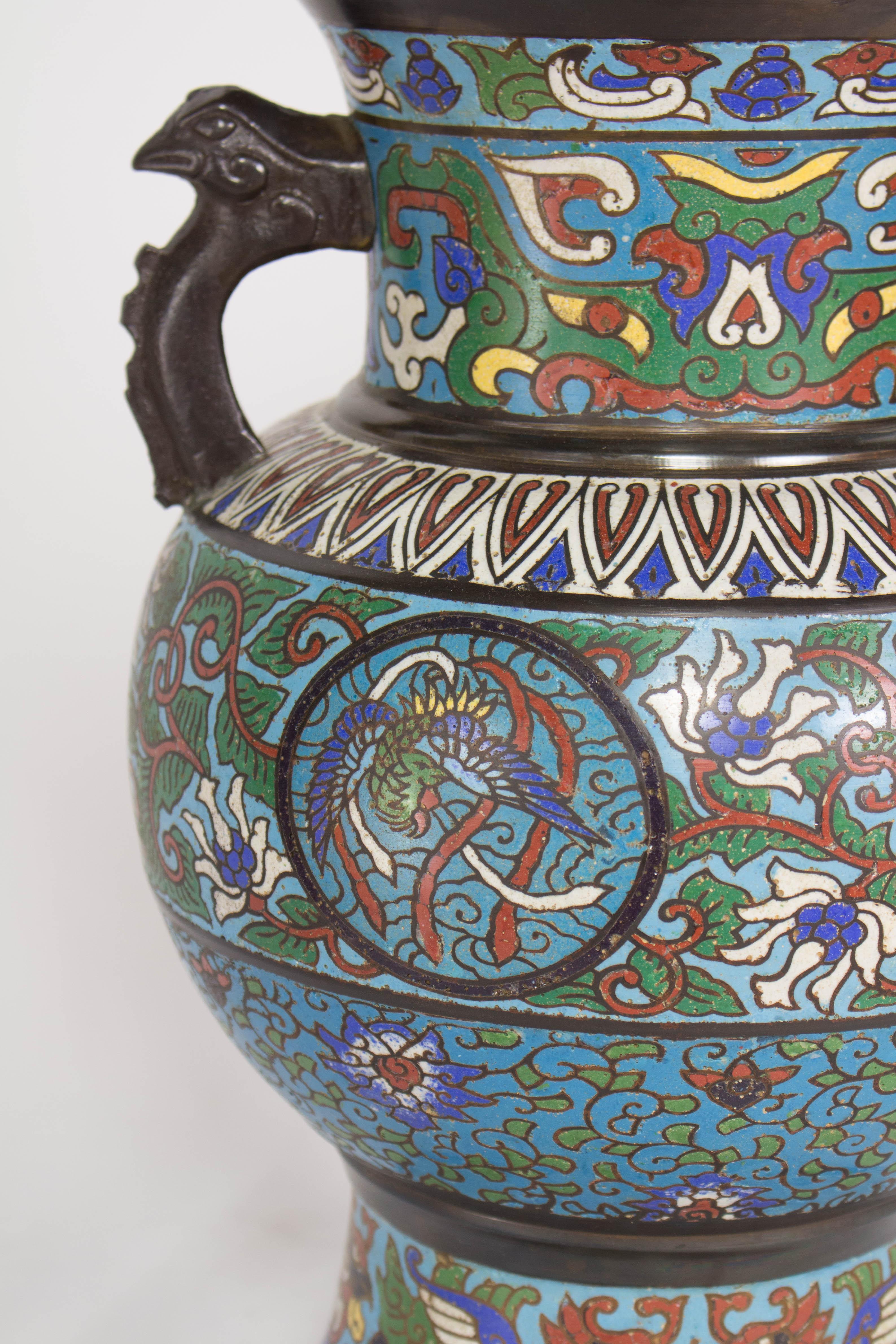 Late 19th Century Champleve Table Lamp For Sale at 1stDibs