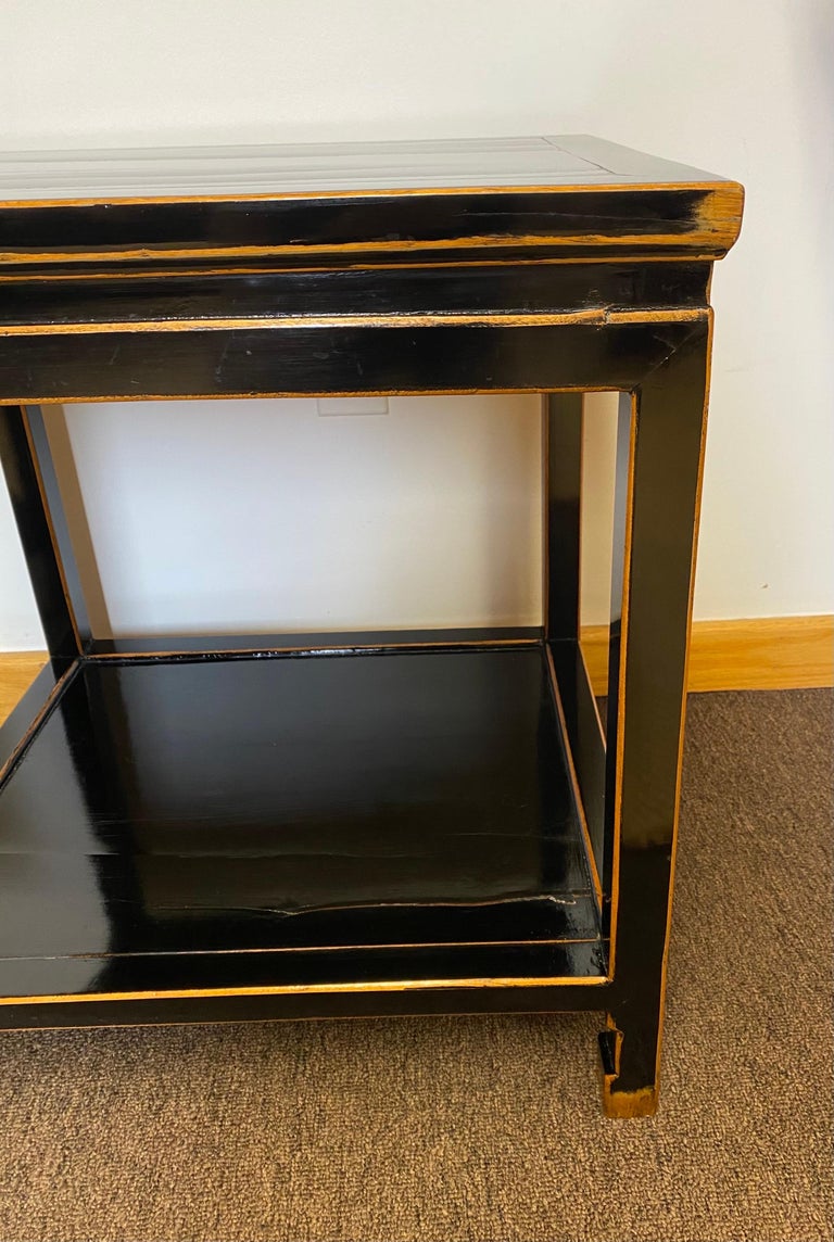 Late 19th Century Chinese Black Lacquer Rectangular Two-Tier Side ...