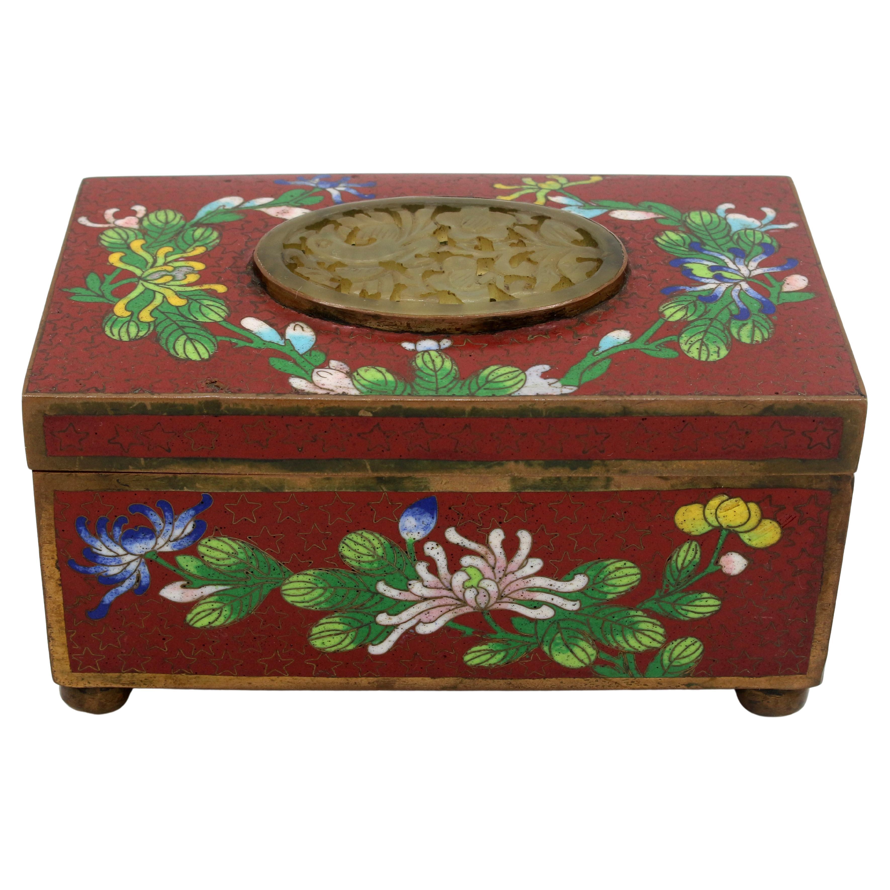 Late 19th Century Chinese Export Gilt-Silver and Enamel Box with Floral ...