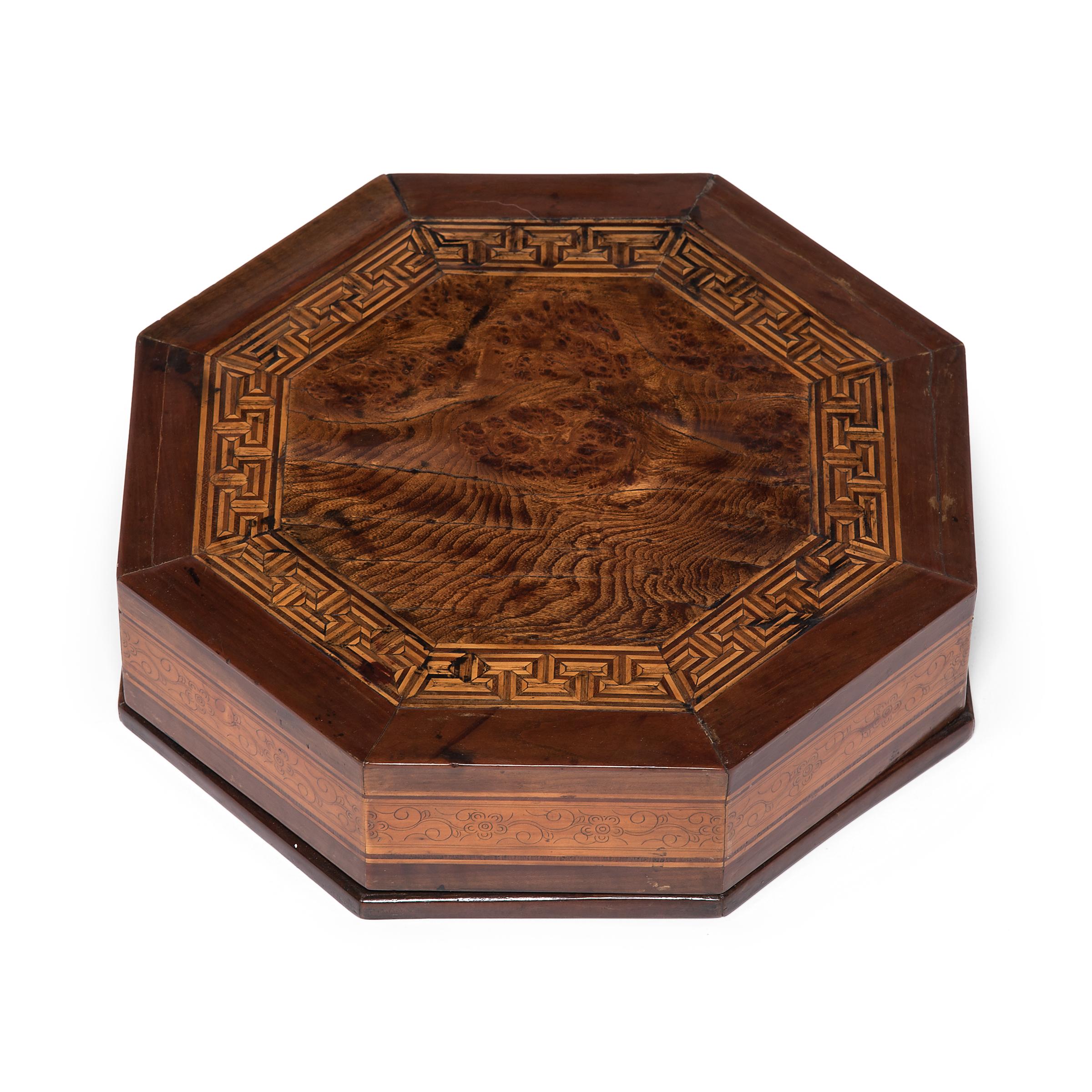 Late 19th Century Chinese Eight Sided Parquetry Snack Box at 1stDibs