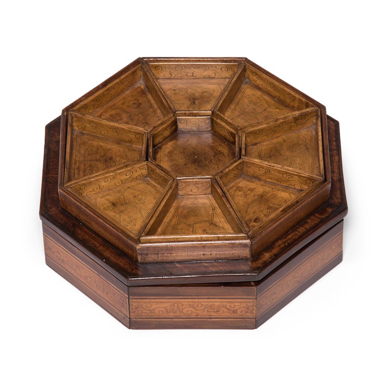 Late 19th Century Chinese Eight Sided Parquetry Snack Box at 1stDibs