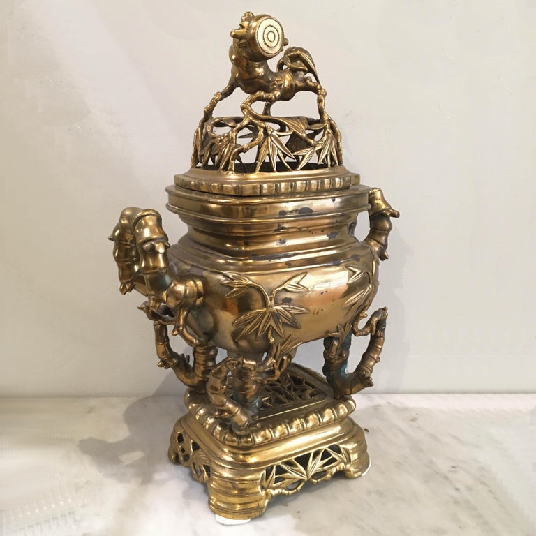 Late 19th Century Chinese Gilt Bronze Brazier For Sale at 1stDibs