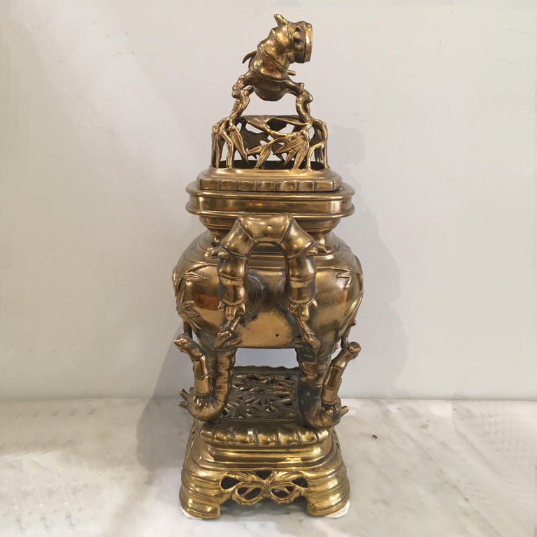 Late 19th Century Chinese Gilt Bronze Brazier For Sale at 1stDibs