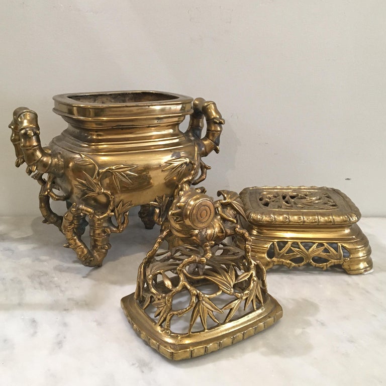 Late 19th Century Chinese Gilt Bronze Brazier For Sale at 1stDibs