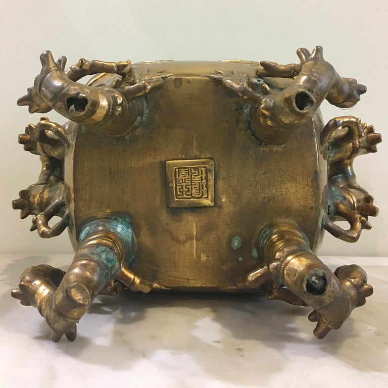 Late 19th Century Chinese Gilt Bronze Brazier For Sale at 1stDibs