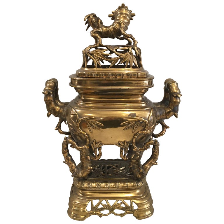 Late 19th Century Chinese Gilt Bronze Brazier For Sale at 1stDibs