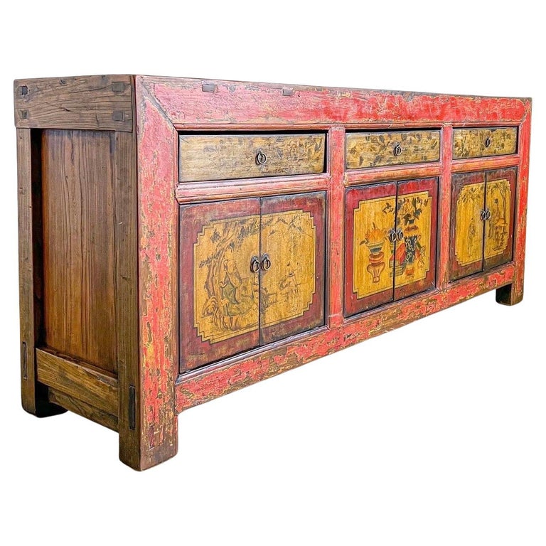 Late 19th Century Chinese Hand Painted Sideboard For Sale at 1stDibs
