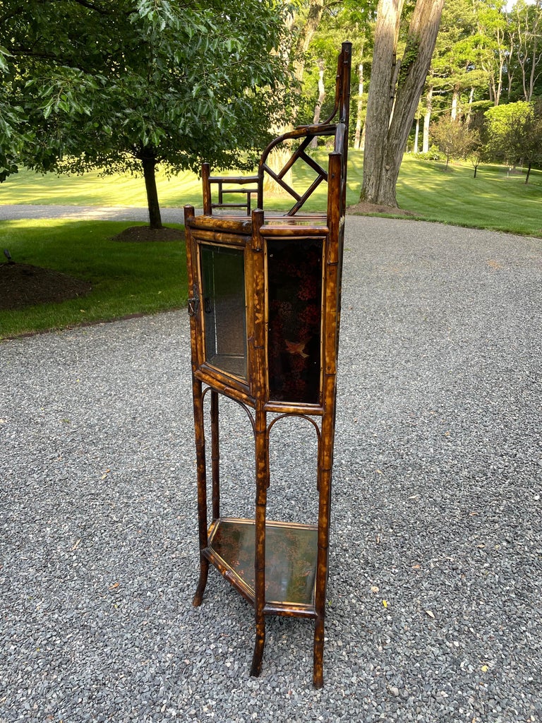 Late 19th Century Chinoiserie Bamboo Corner Cabinet For Sale at 1stDibs