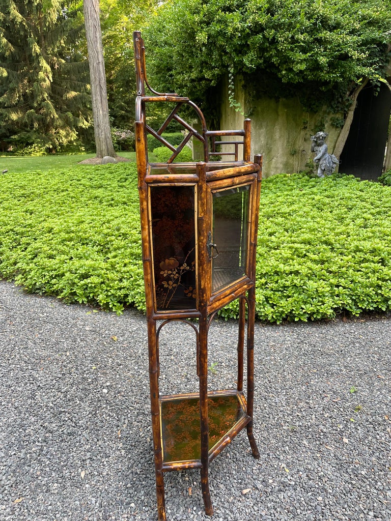 Late 19th Century Chinoiserie Bamboo Corner Cabinet For Sale at 1stDibs