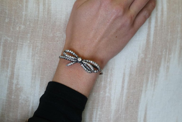 Late 19th Century, Diamond Bow Bangle For Sale at 1stDibs
