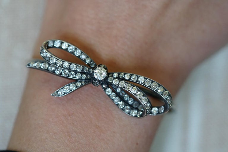 Late 19th Century, Diamond Bow Bangle For Sale at 1stDibs